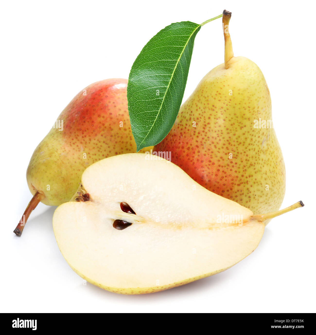 Pears with slice isolated on white background Stock Photo - Alamy