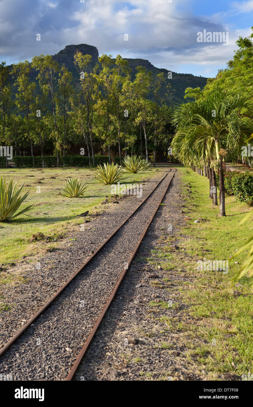 The ancient narrow gage railwayi tropical park, Mauritius Stock Photo ...