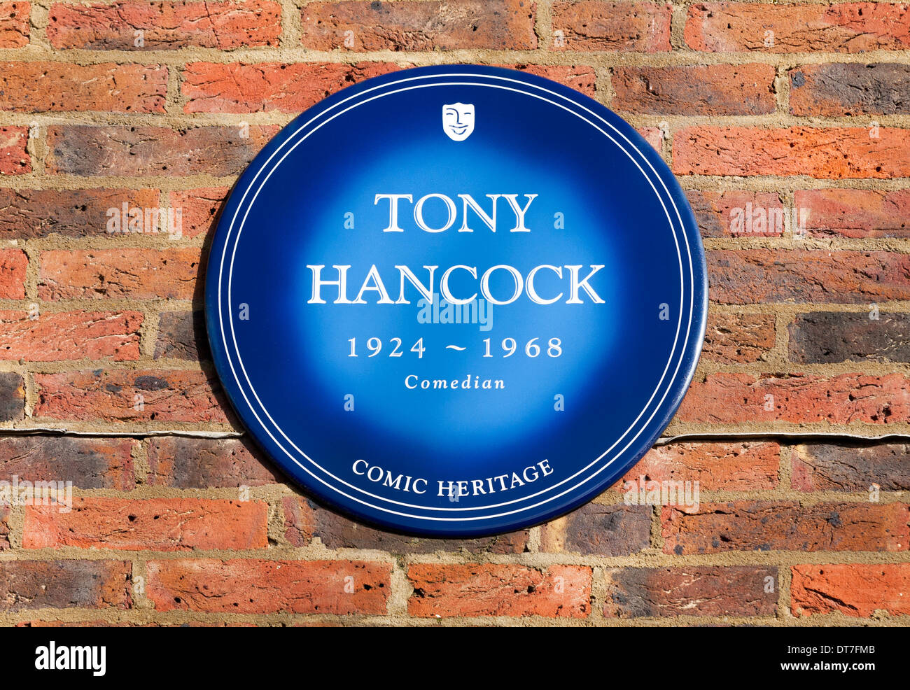 Blue plaque dedicated to Tony Hancock on the wall of the former Thames ...