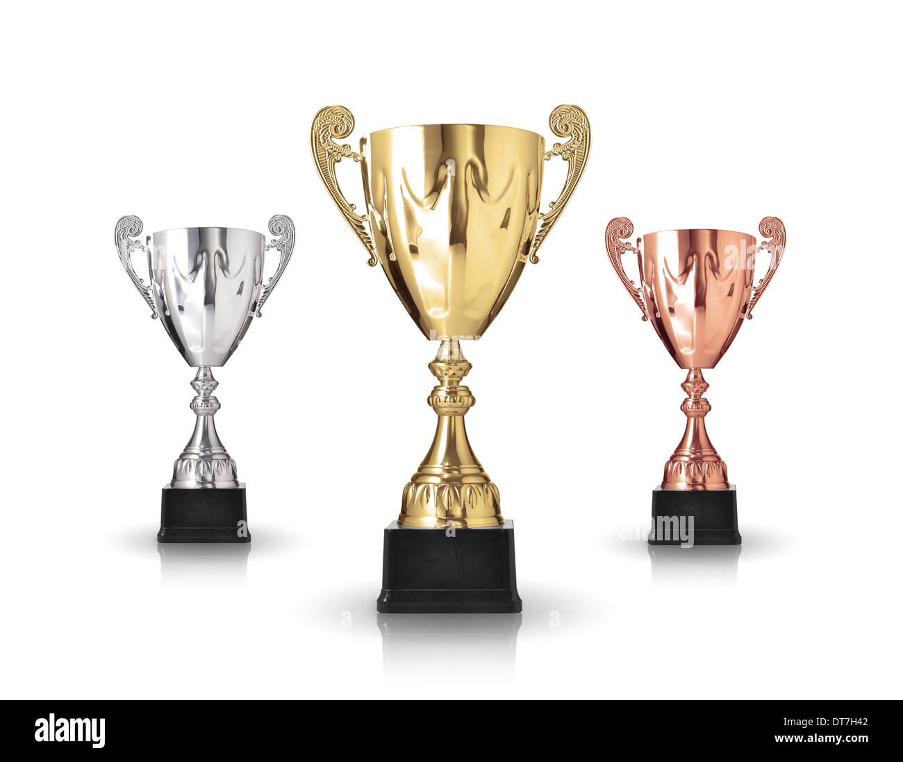 three different kind of trophies isolated on white background Stock ...