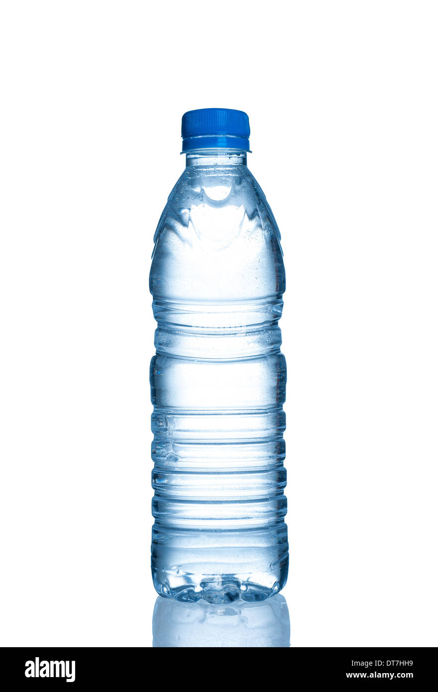 Small plastic water bottle on white background Stock Photo - Alamy
