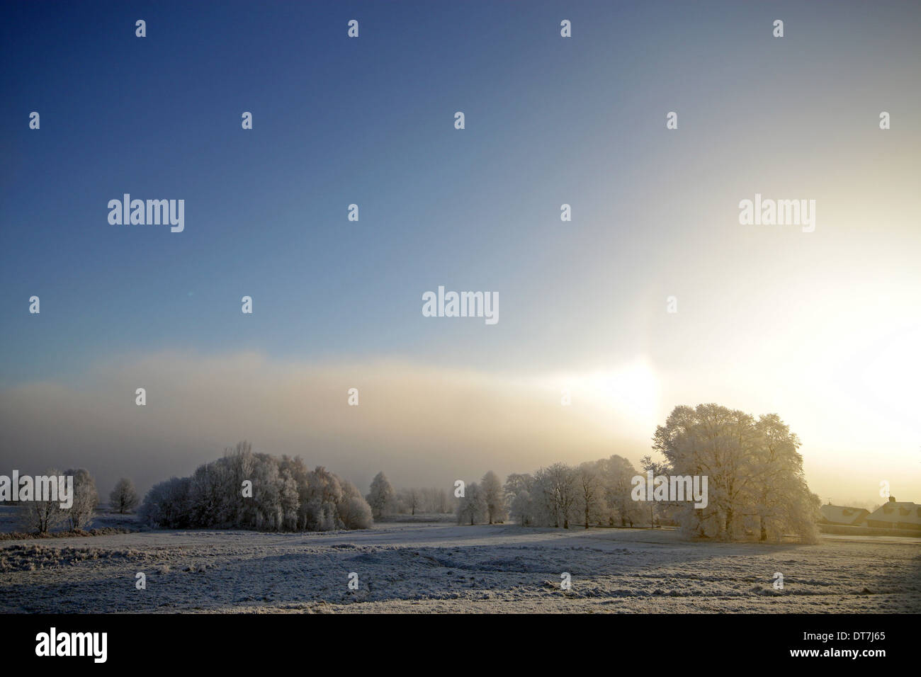 Sun Dog phenomenon cause by ice crystals during a freezing cold day in ...