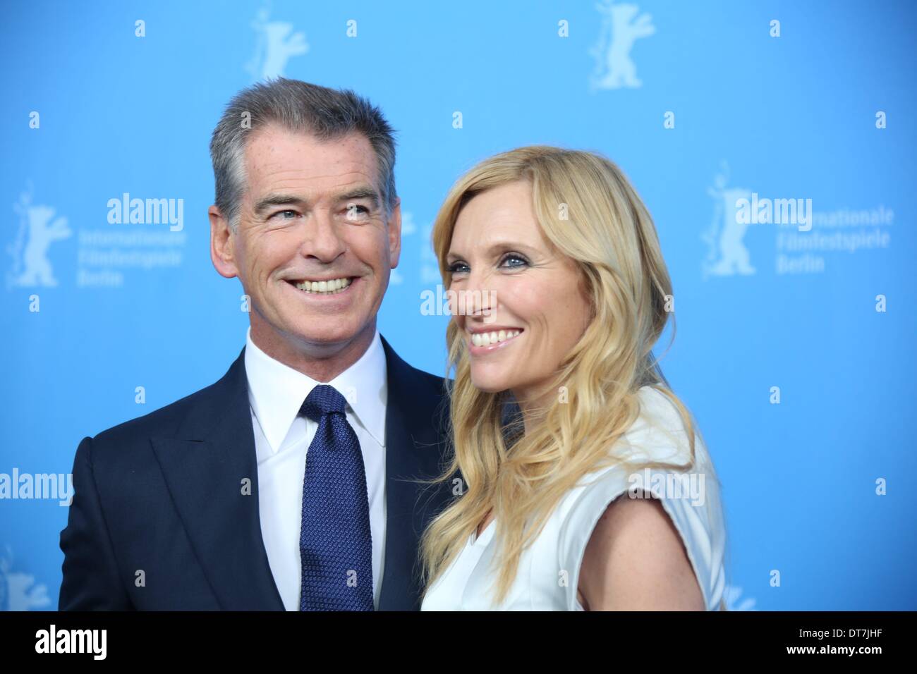 Berlin, Germany. 10th Feb, 2014. Actors Pierce Brosnan (L) and Toni ...