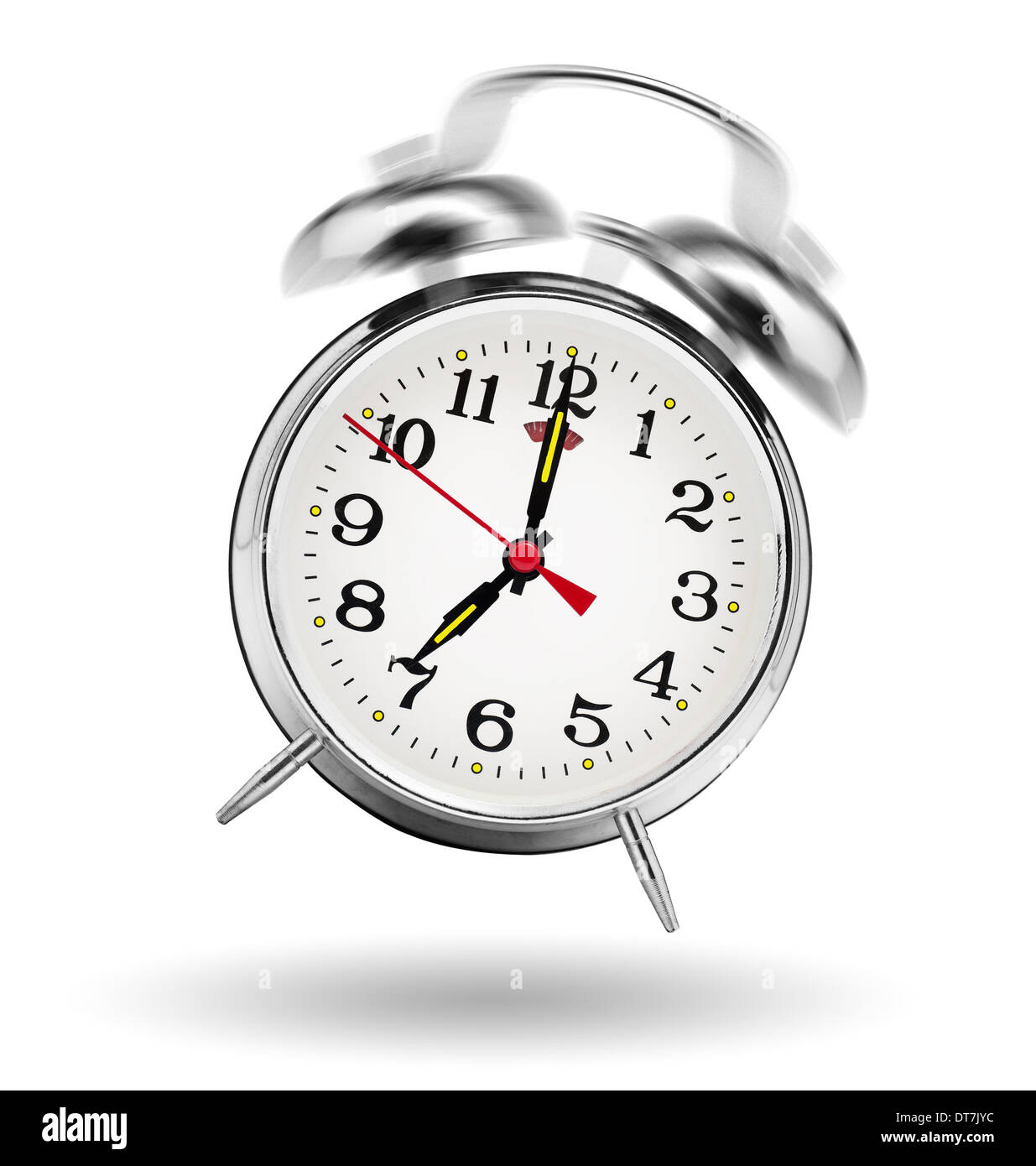 classical alarm clock ringing on white background Stock Photo - Alamy