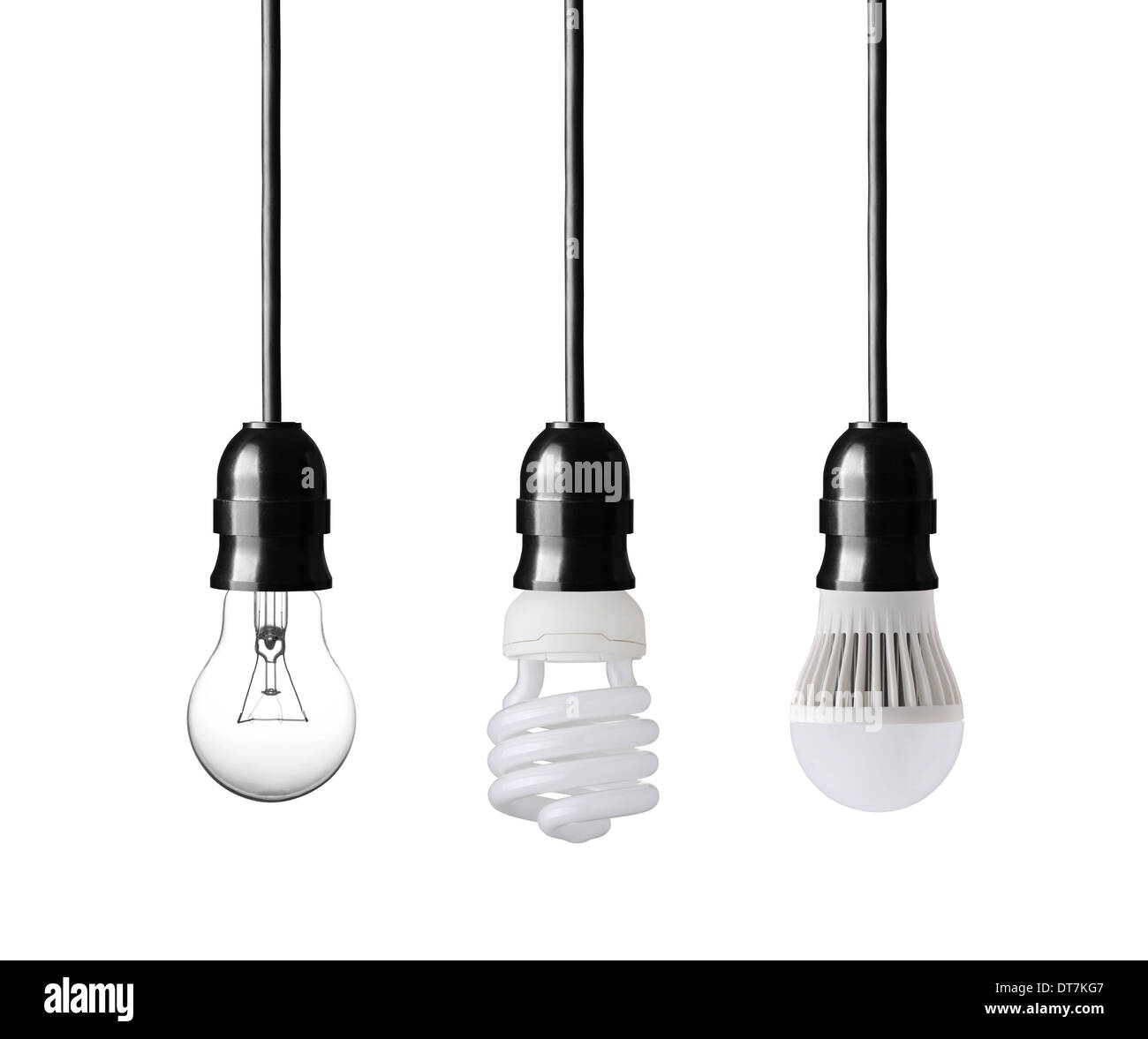 Light bulb,energy saver bulb and LED bulb on white Stock Photo - Alamy
