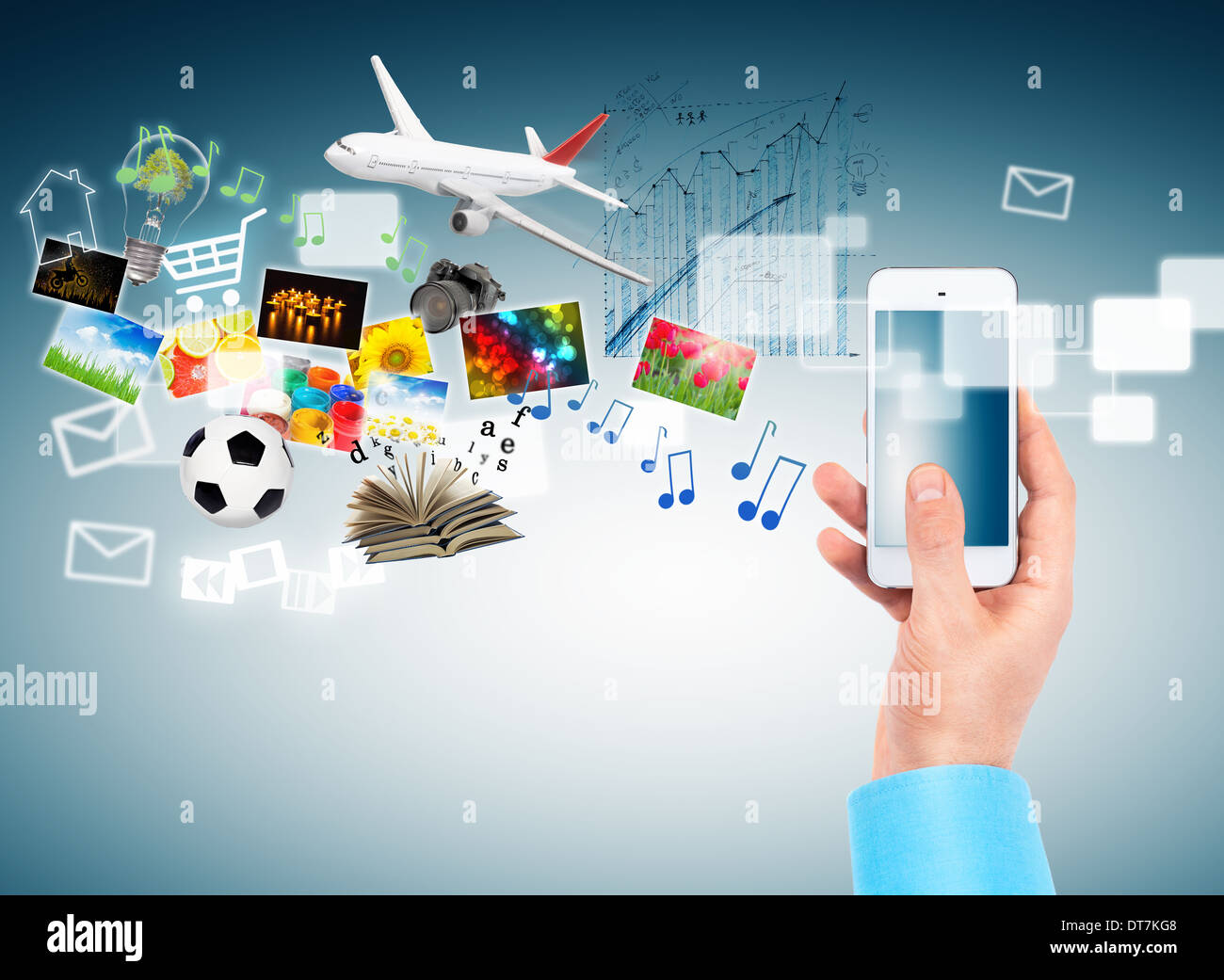 Hand and Multimedia phone concept Stock Photo - Alamy