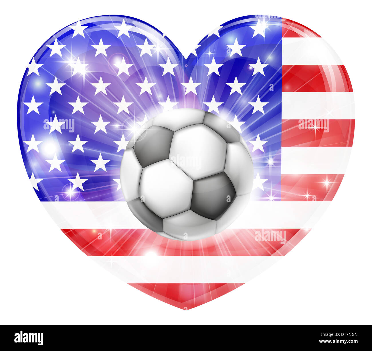 America soccer football ball flag love heart concept with the American ...