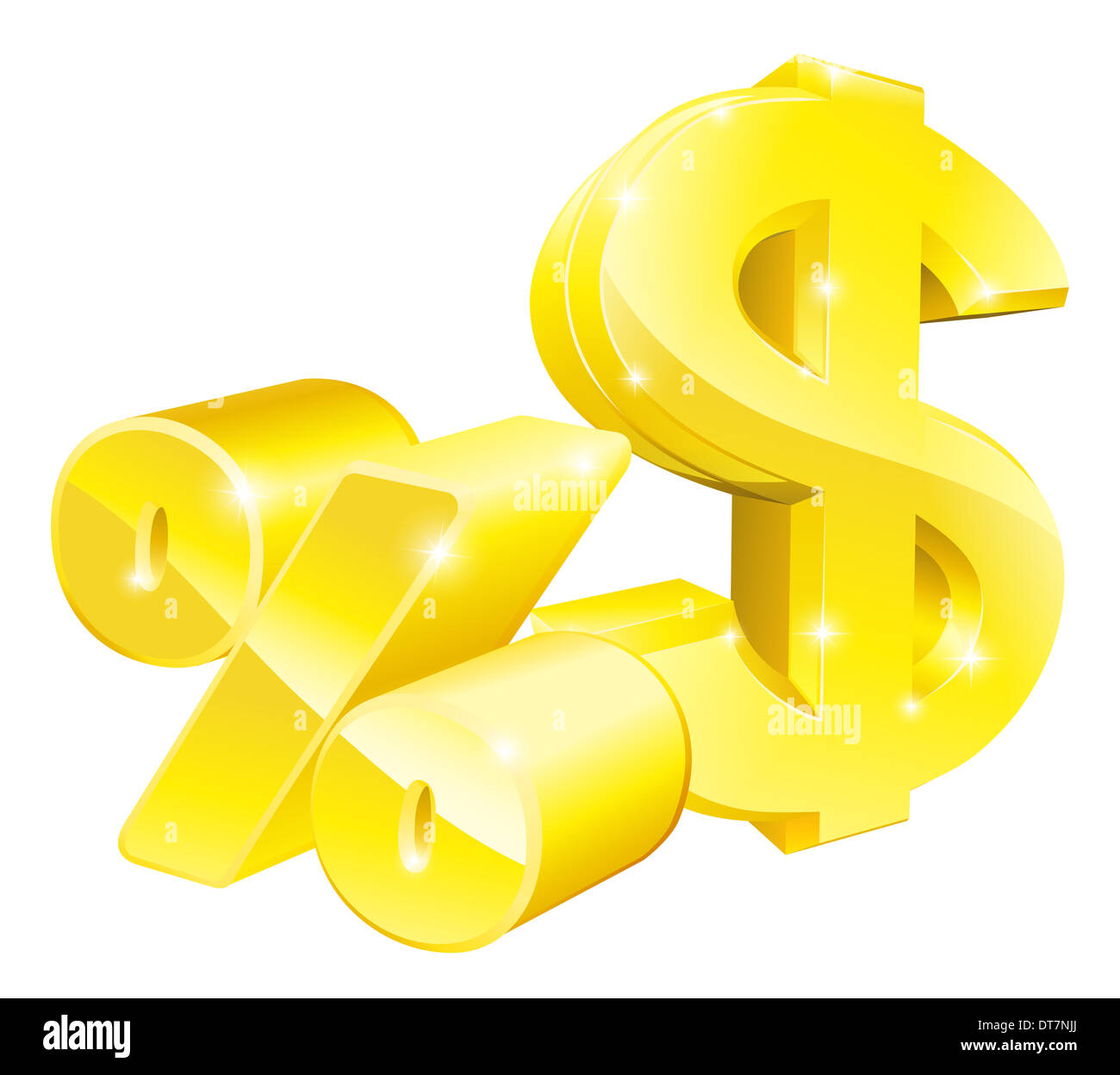 Dollar percentage rate signs, conceptual illustration of a dollar sign ...