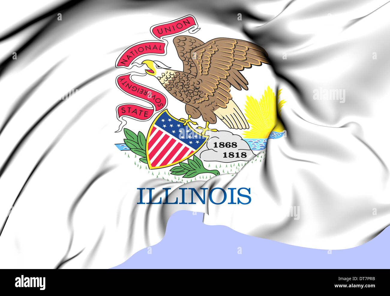 Realistic flag state illinois hi-res stock photography and images - Alamy