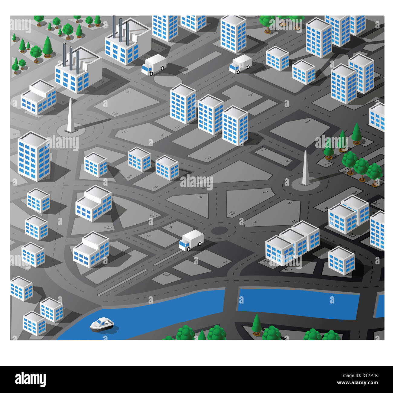 is an isometric map of the area of the city Stock Photo - Alamy