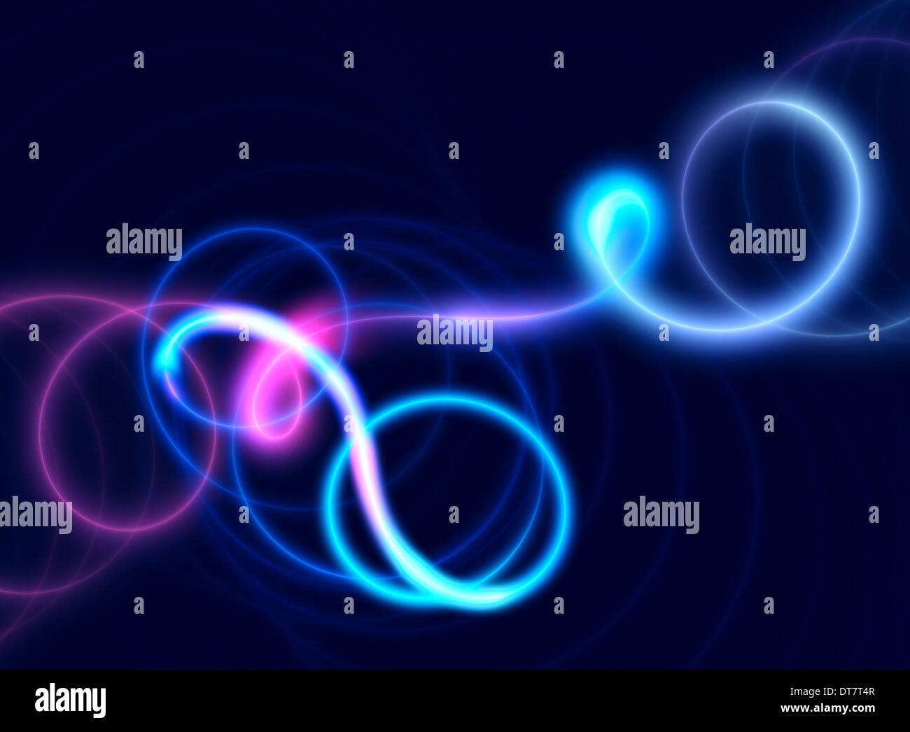 Neon fantasy. Bright swirls on a dark blue background Stock Photo - Alamy