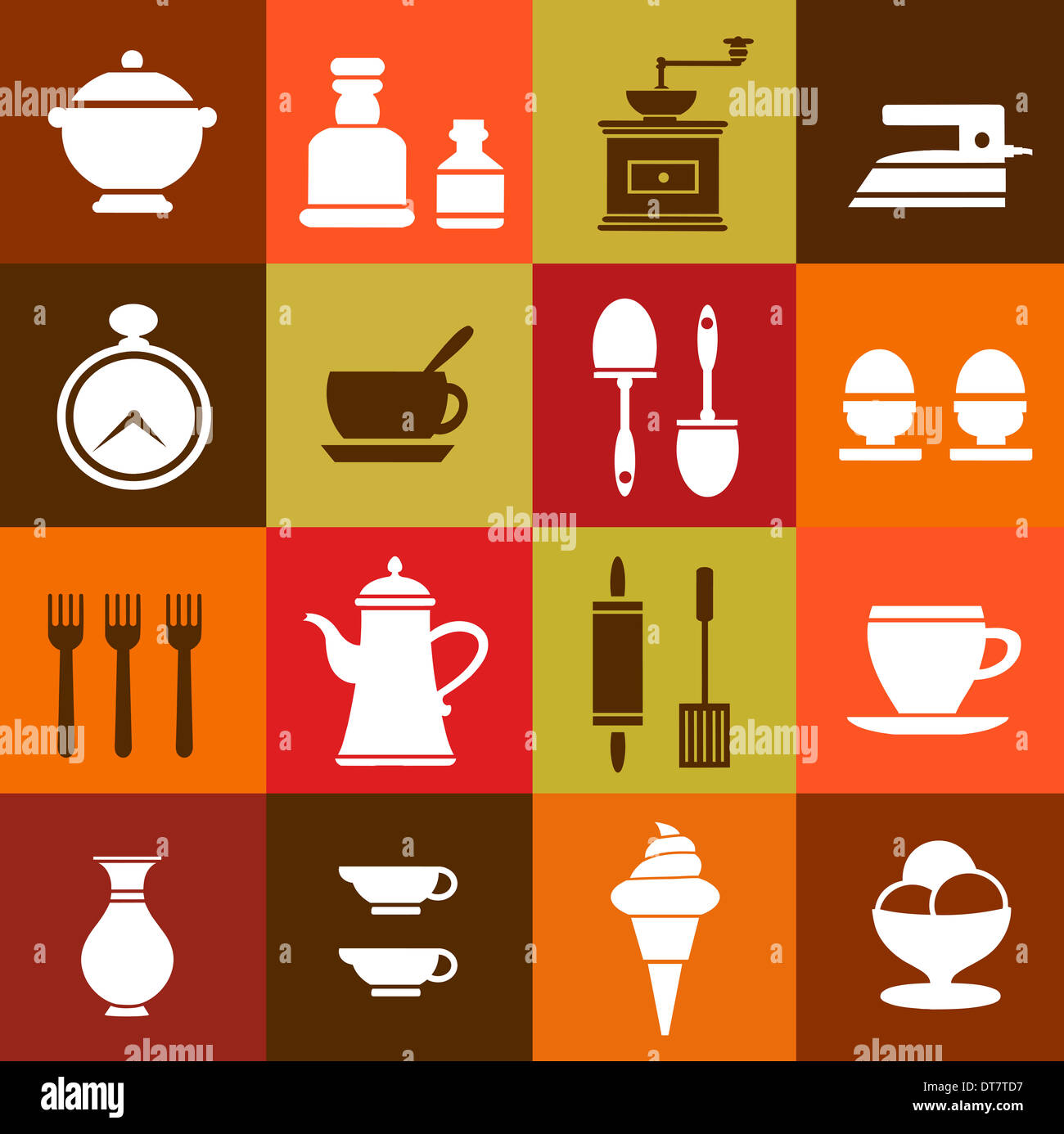 elements of household items on a colorful background Stock Photo - Alamy