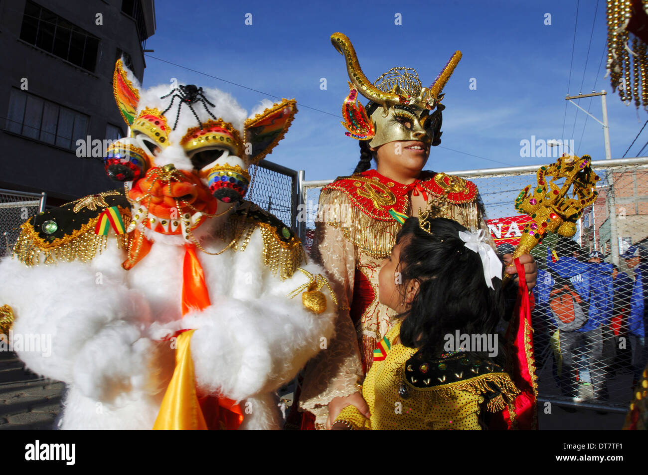 Participants diablada dancing, dance that represents fighting between ...