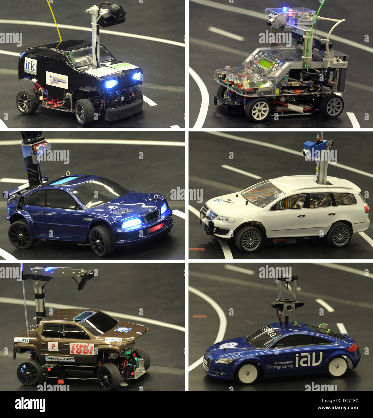 (COMBO) The composite picture shows model cars racing during a test ...