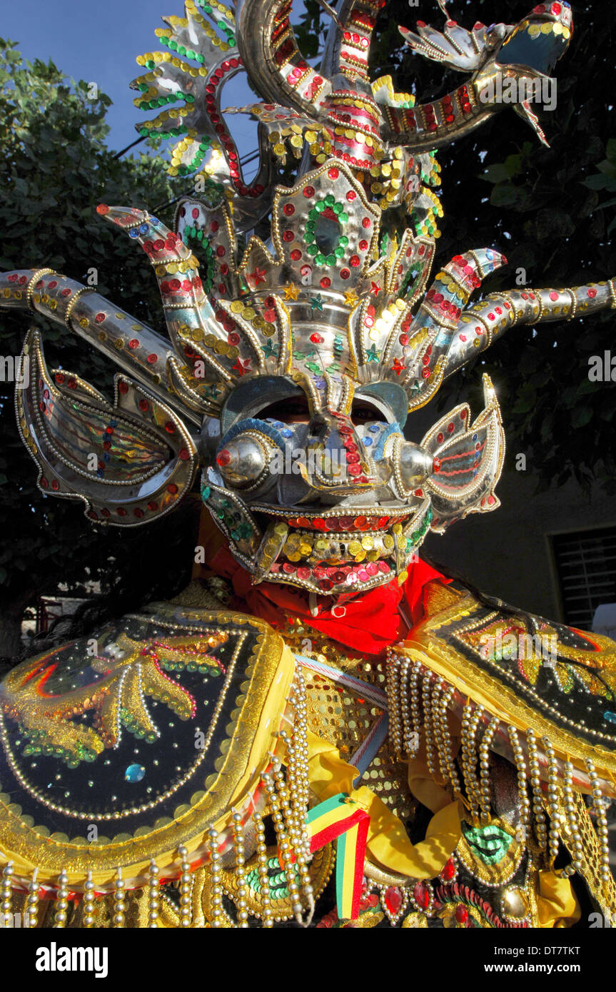 Participants diablada dancing, dance that represents fighting between ...