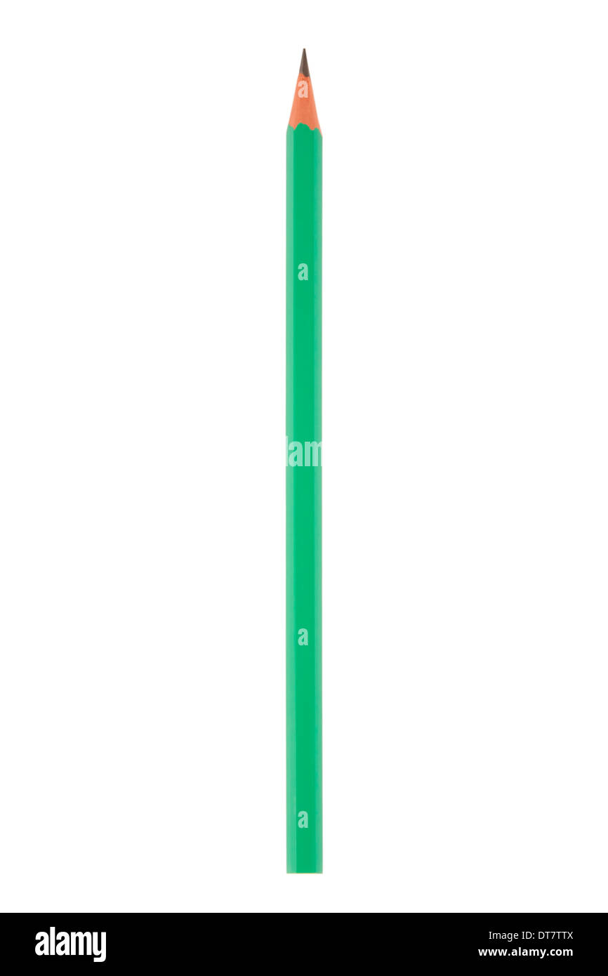 Vertical green pencil isolated on white background Stock Photo - Alamy