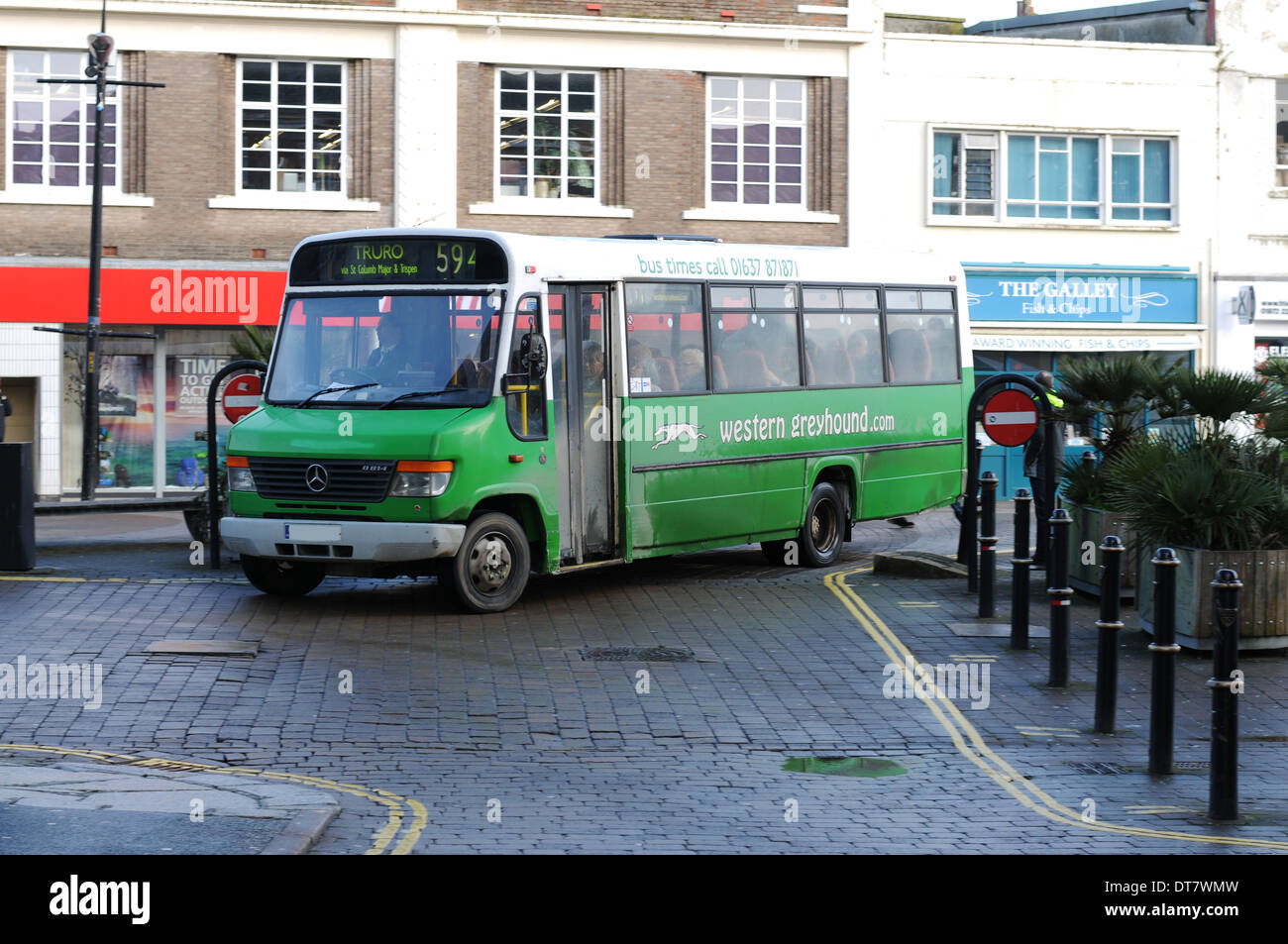 Western Greyhound Mercedes bus in Truro, Cornwall Stock Photo - Alamy