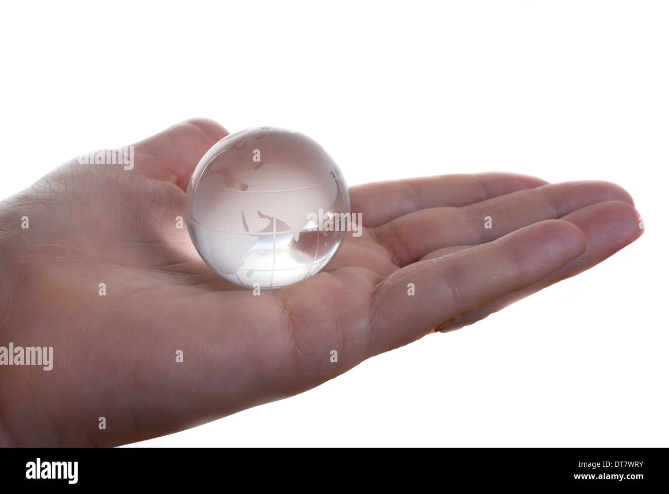globe on hand over white background Stock Photo - Alamy