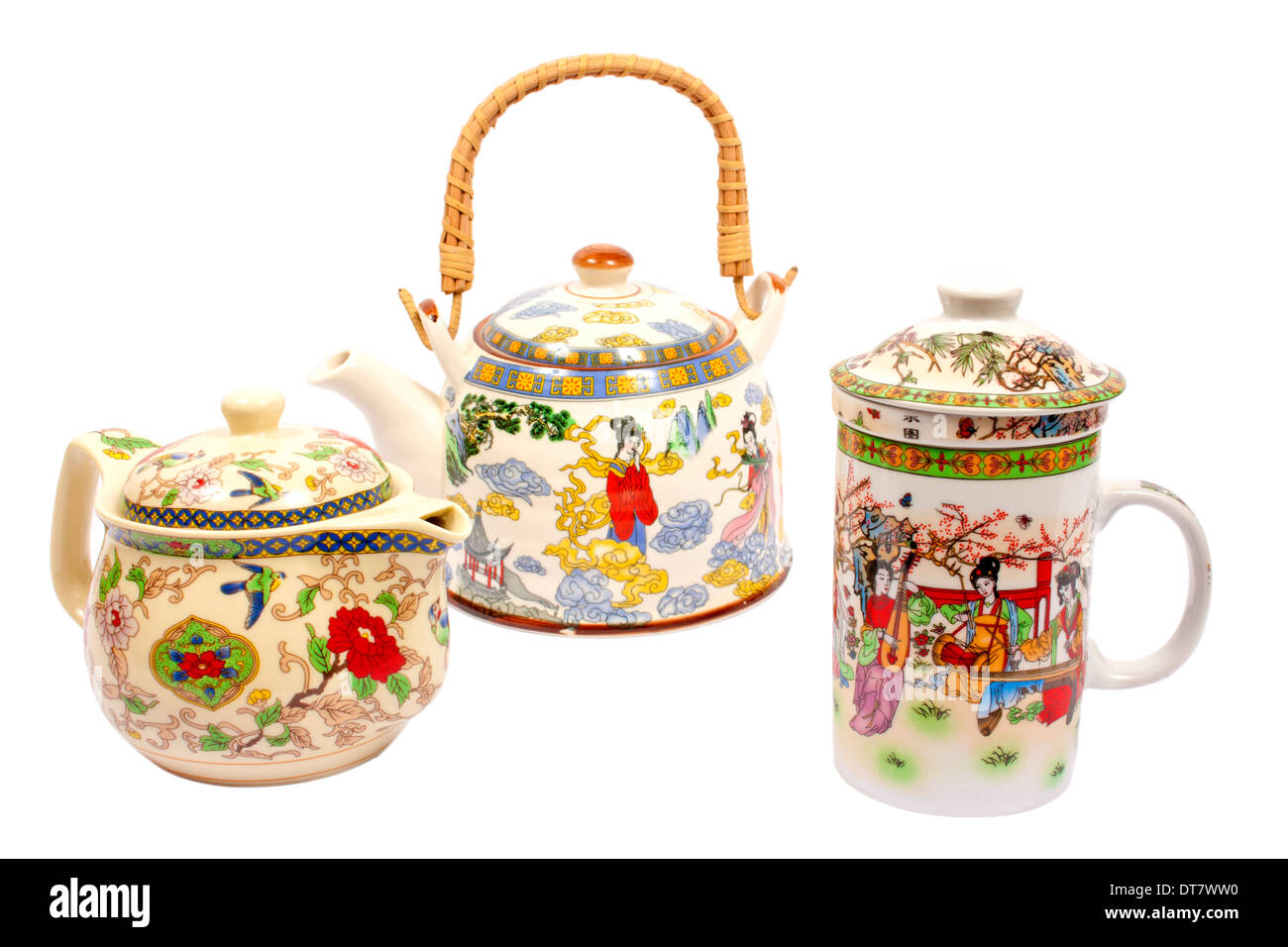 Chinese tea set isolated on white background Stock Photo - Alamy