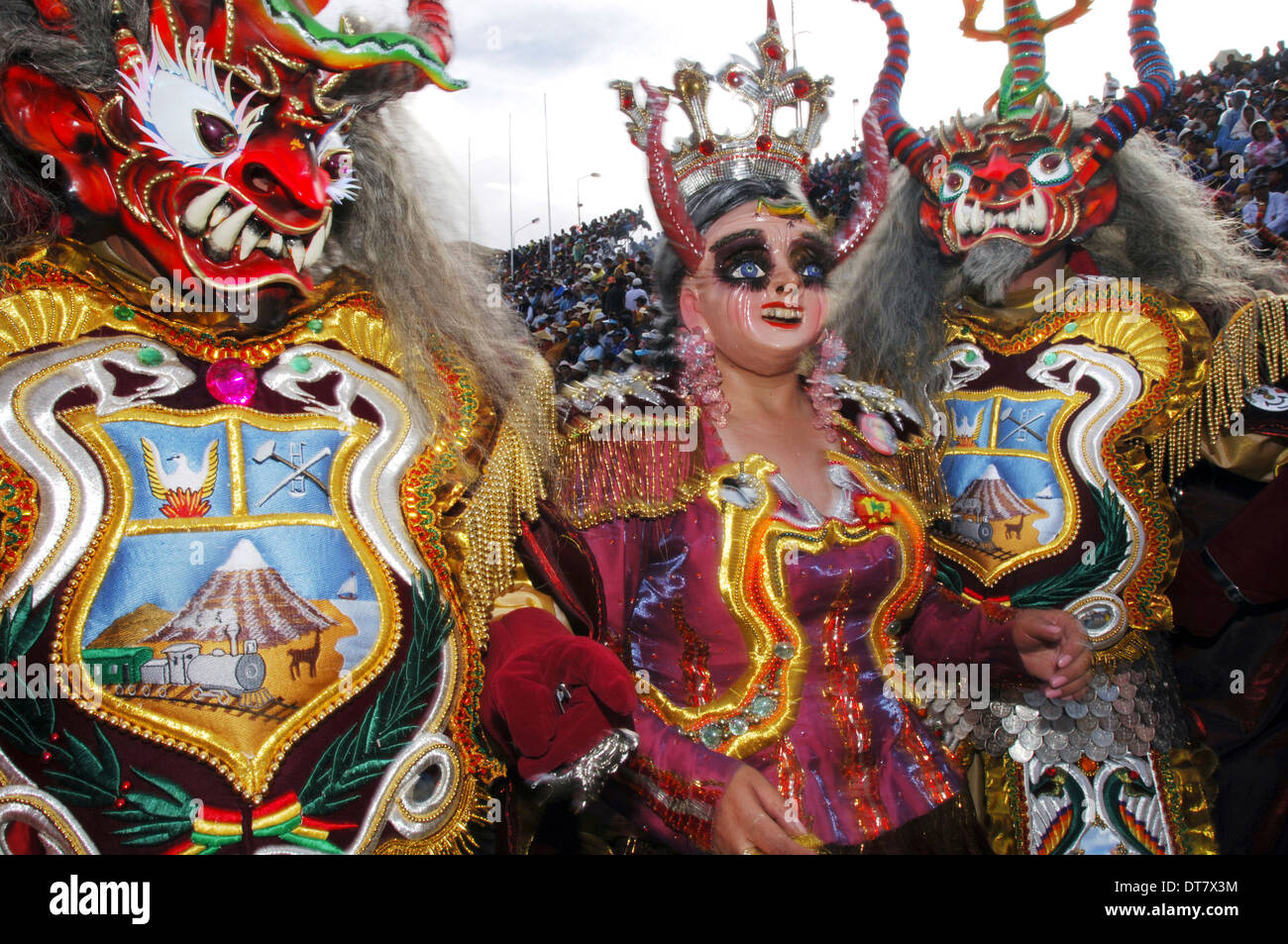 Participants diablada dancing, dance that represents fighting between ...
