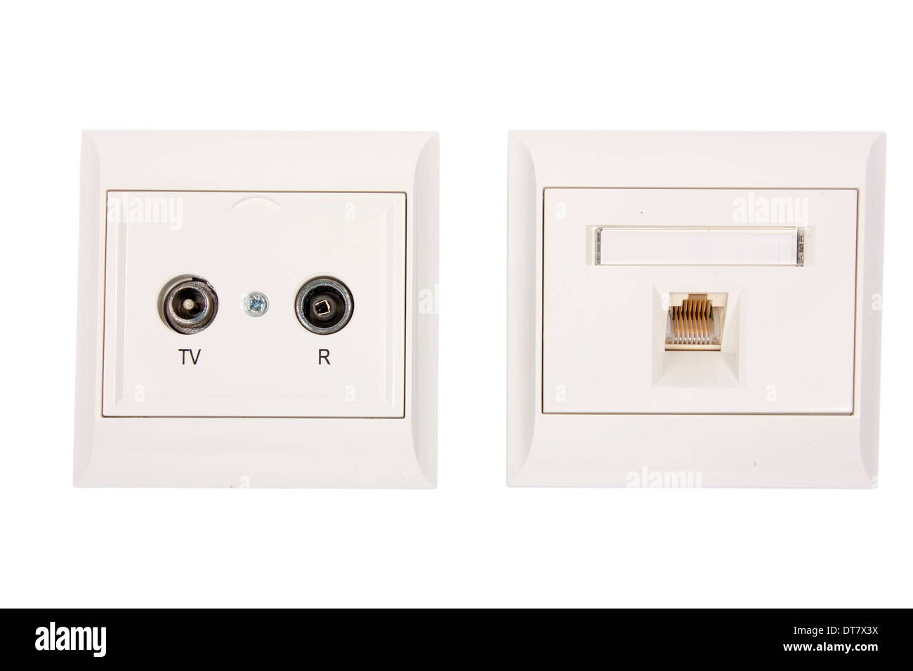 Aerial and network outlet isolated on white background Stock Photo - Alamy