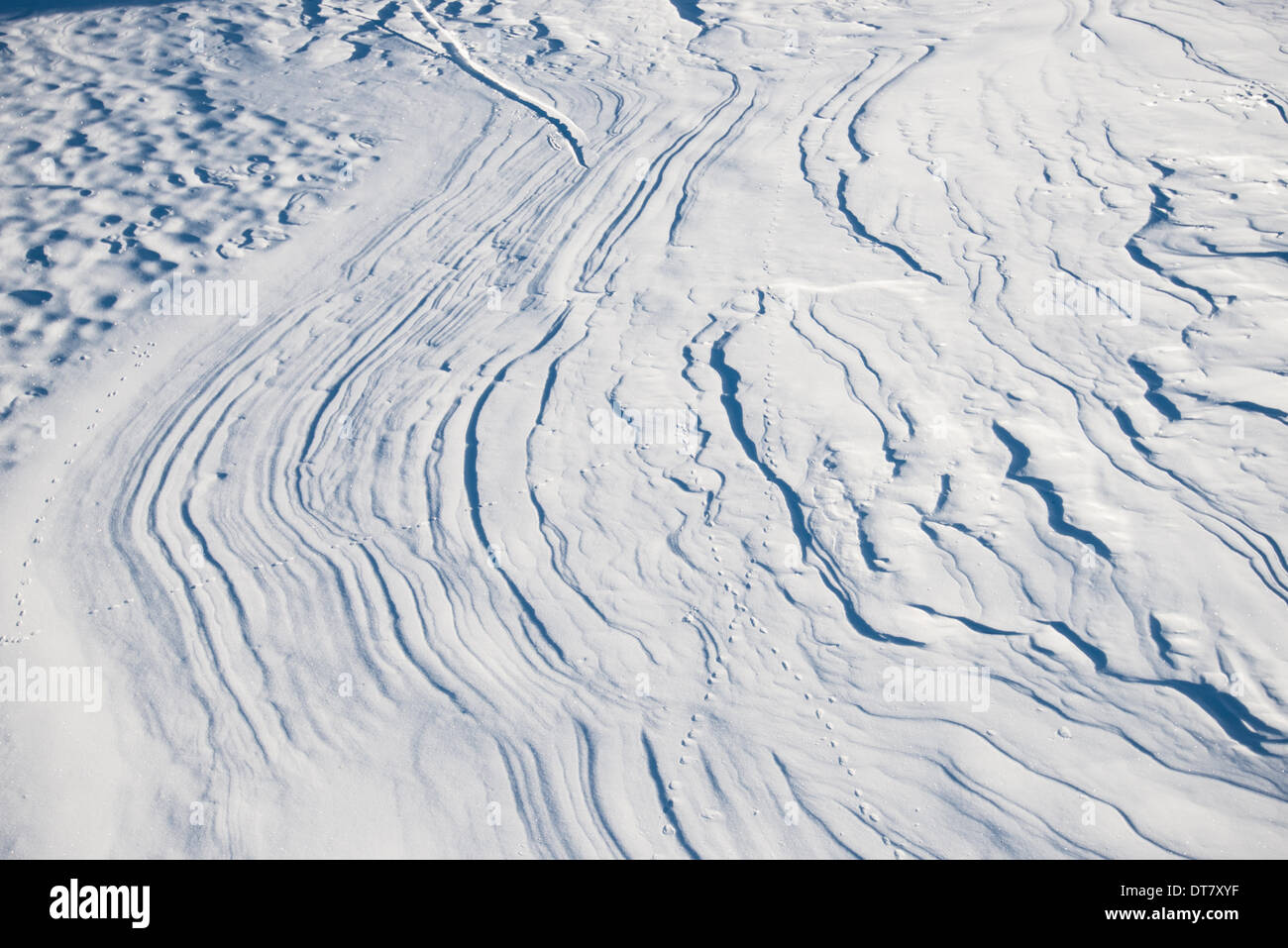 Lines in the snow at the ski resort Mayrhofen in Tirol, Austria ...