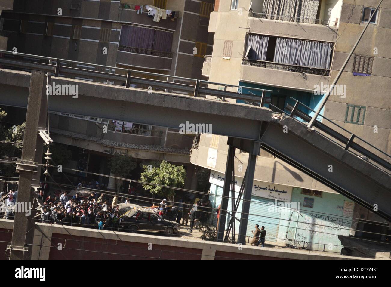 Cairo, Egypt. 11th Feb, 2014. a breakdown of a bridge resulted in a ...