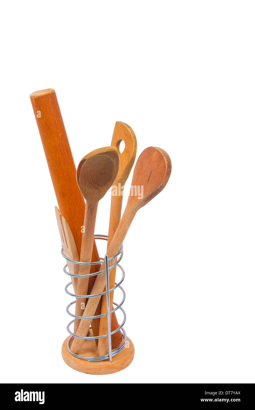 A few wooden spoons isolated on white background Stock Photo - Alamy