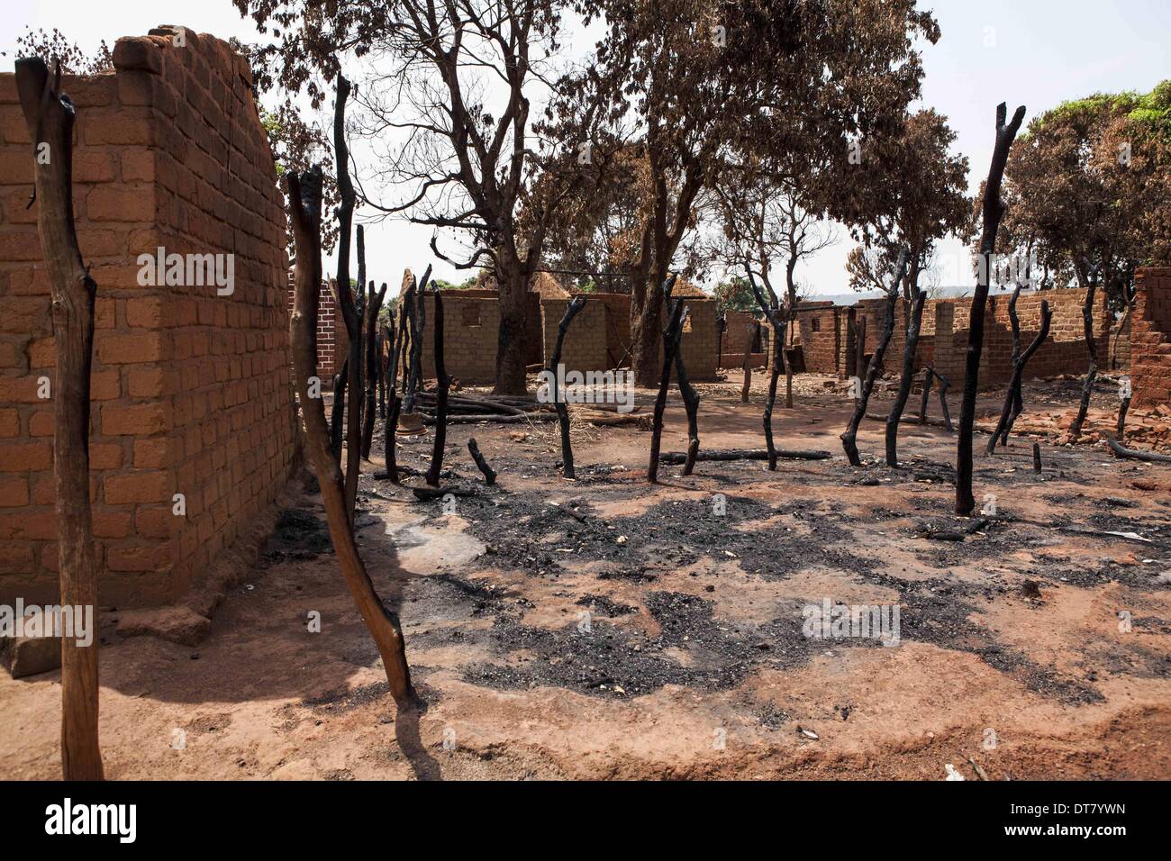 Yaloke, Bangui, Central African Republic. 9th Feb, 2014. Houses burned ...