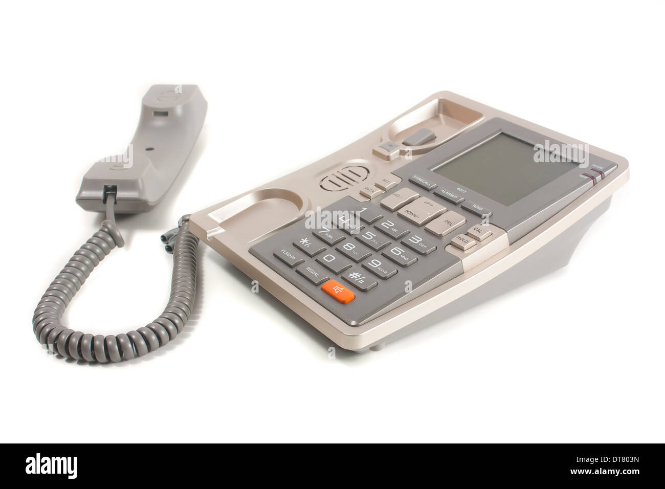 Modern gray phone isolated on white background Stock Photo - Alamy