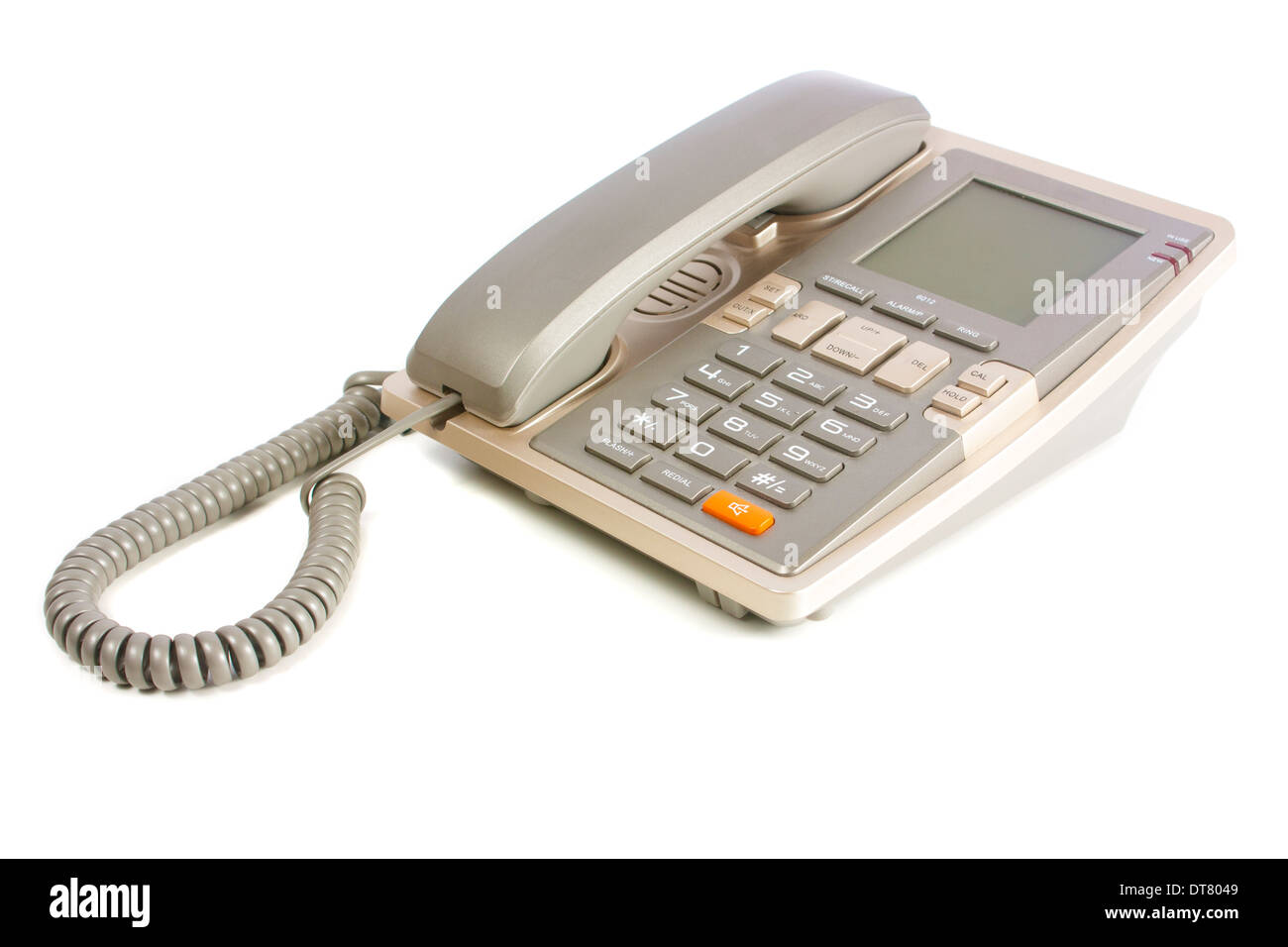 Modern gray phone isolated on white background Stock Photo - Alamy
