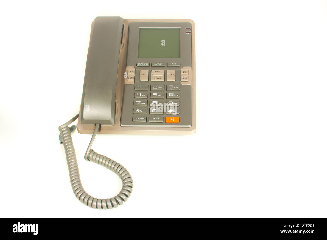 Modern gray phone isolated over white background Stock Photo - Alamy