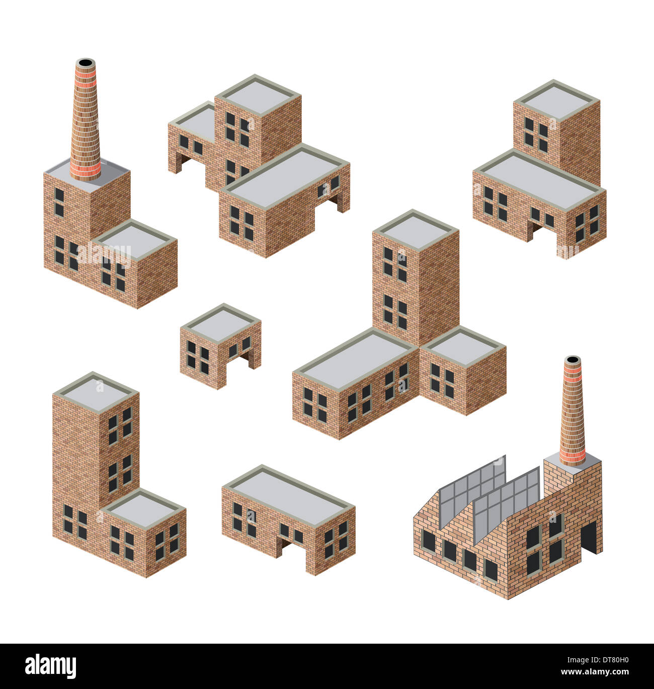 isometric images of industrial buildings of brick Stock Photo - Alamy