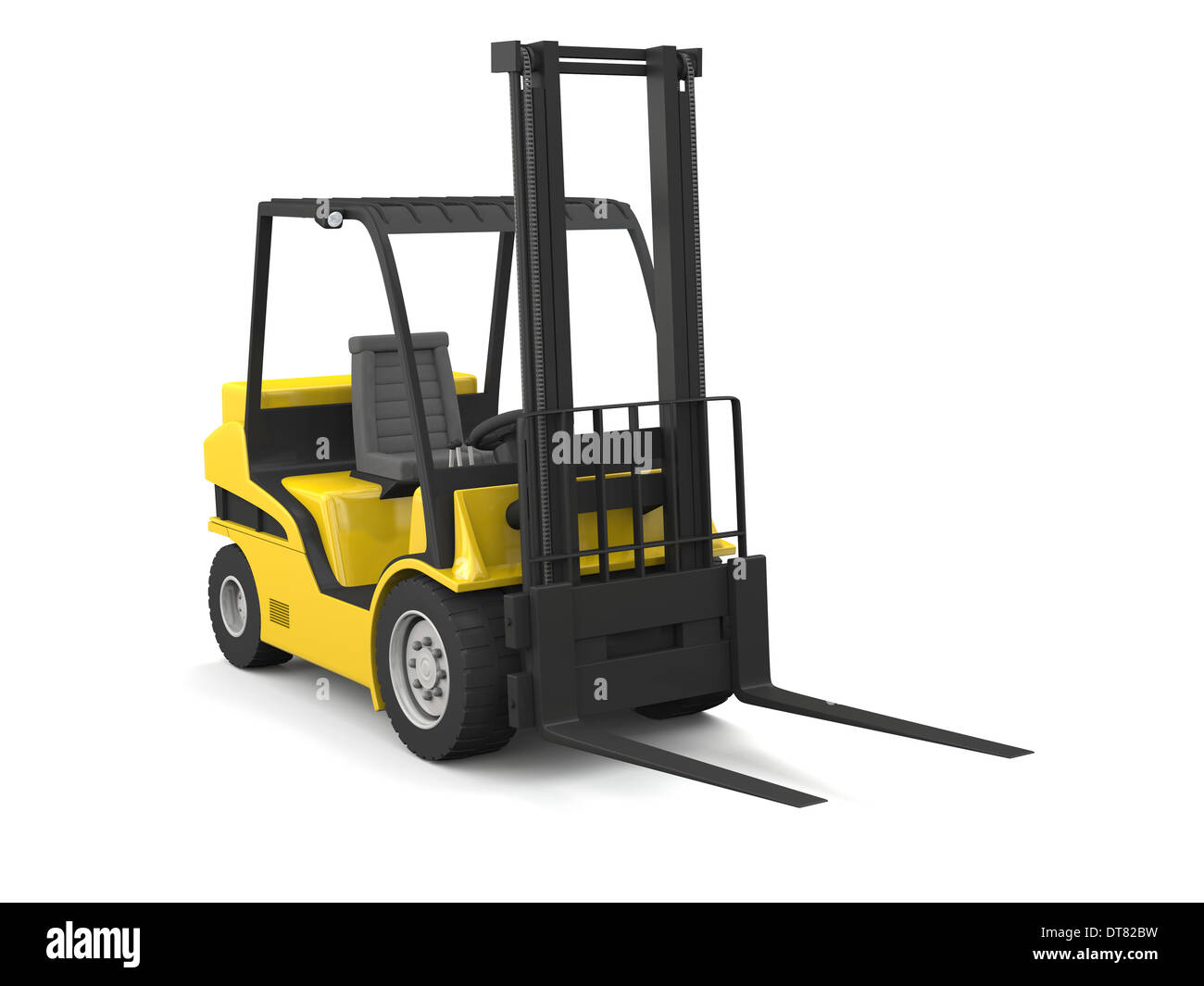 Modern yellow forklift isolated on white background Stock Photo - Alamy