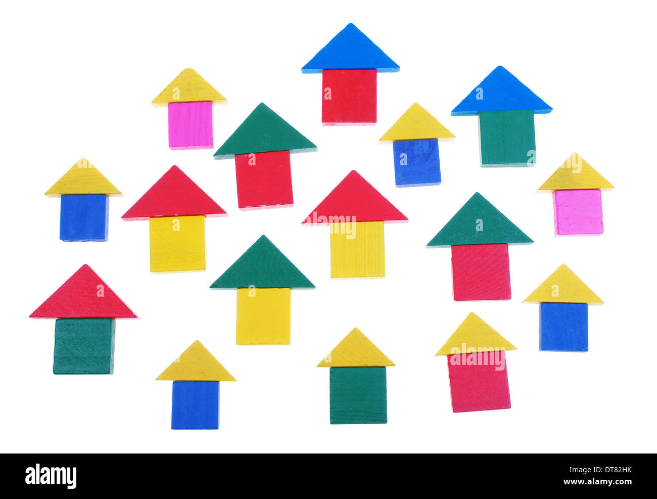 Wooden Block Houses isolated Stock Photo - Alamy