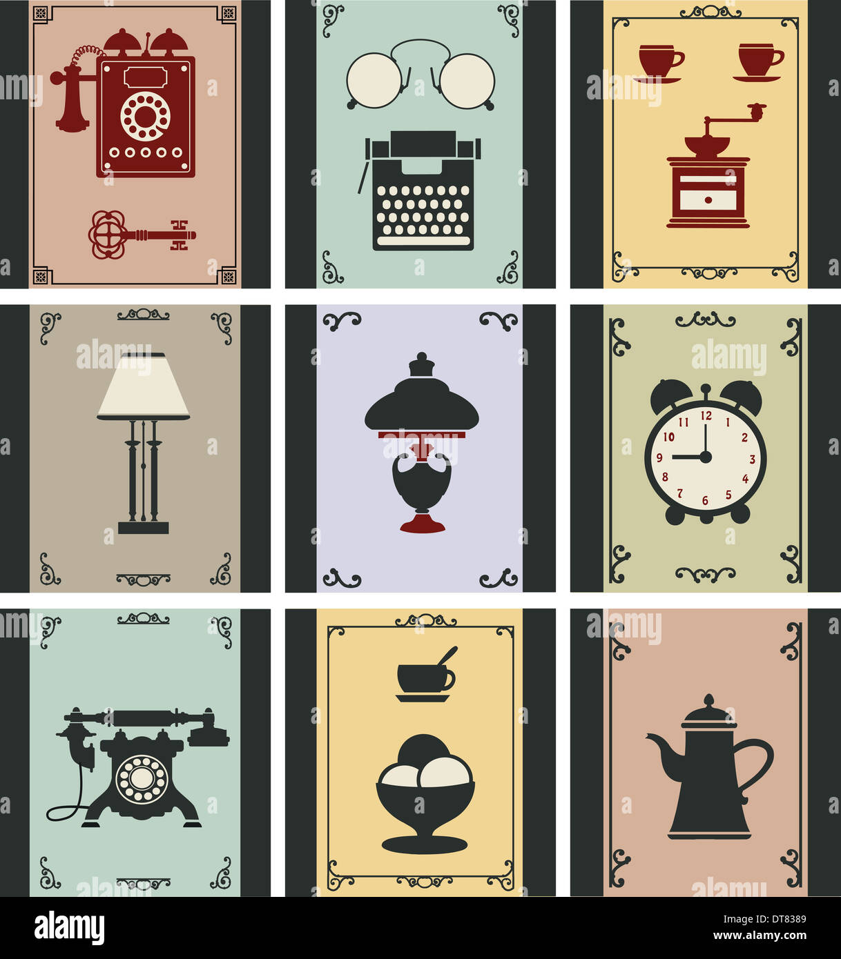 A set of isolated vector vintage objects Stock Photo - Alamy