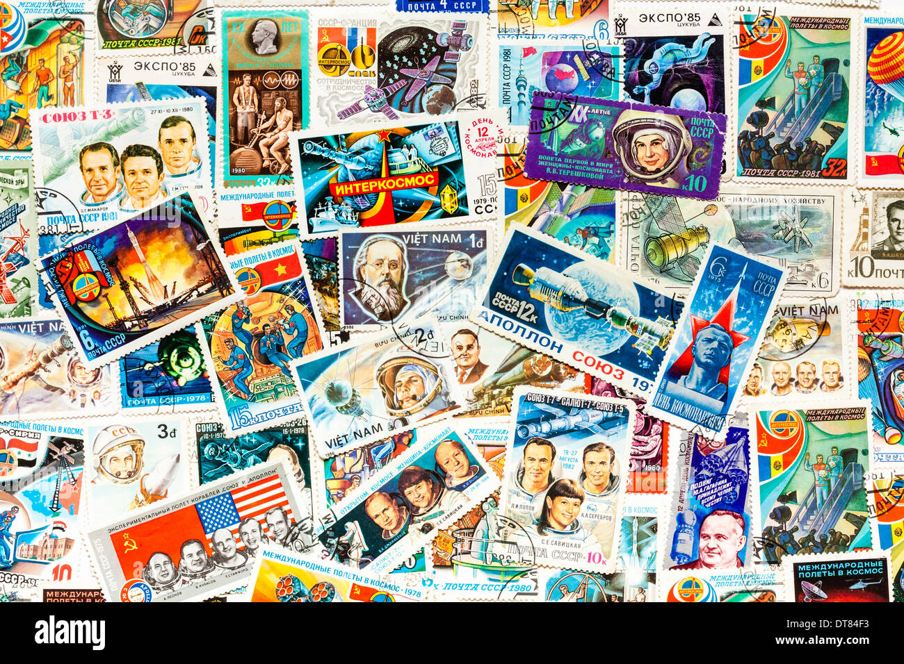 Stamps printed in different countries shows set cosmos cosmic space ...