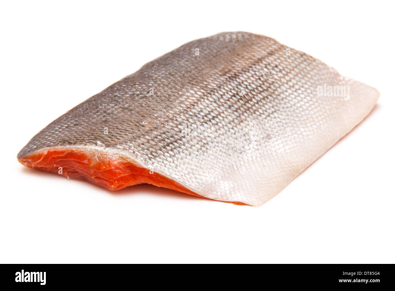 Wild Alaskan Sockeye or Coho Salmon fillet isolated on a white studio ...