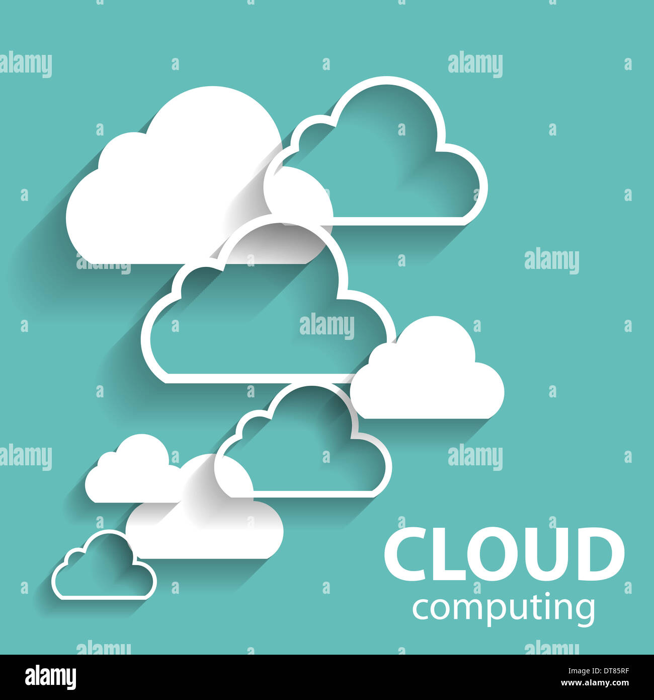 Cloud Computing Concept on Different Electronic Devices. Vector ...