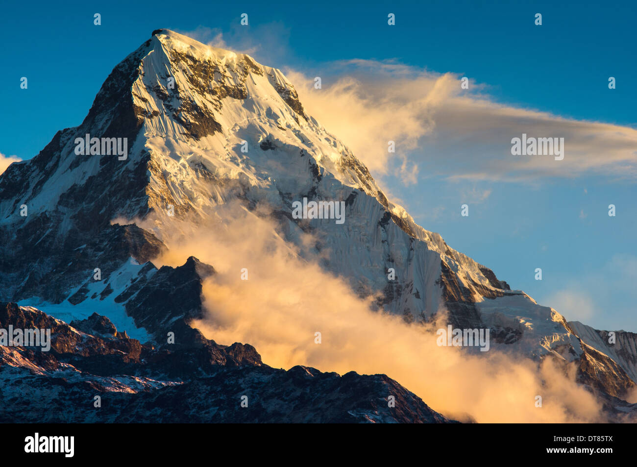 Beautiful view of Annapurna South, Himalayan mountains, Nepal, from ...