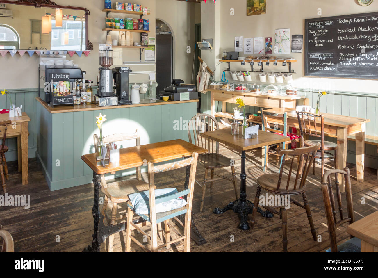 Interior of a traditional Yorkshire café in Thirsk North Yorkshire ...