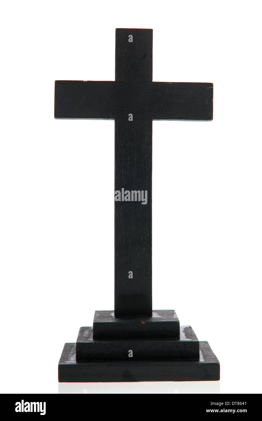 Standing simple black cross isolated over white background Stock Photo ...