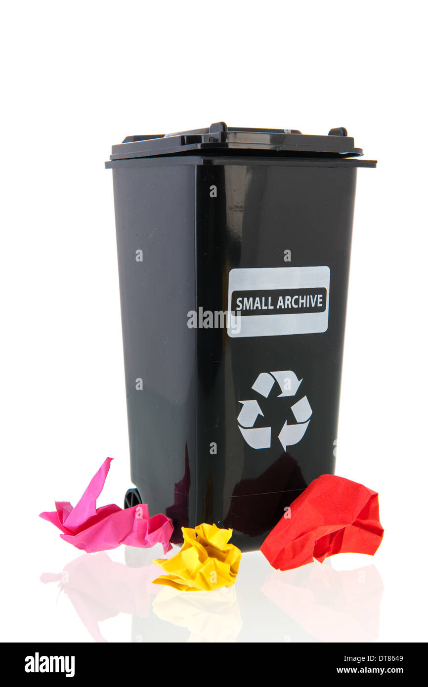 black trash container for paper documents for recycling Stock Photo - Alamy