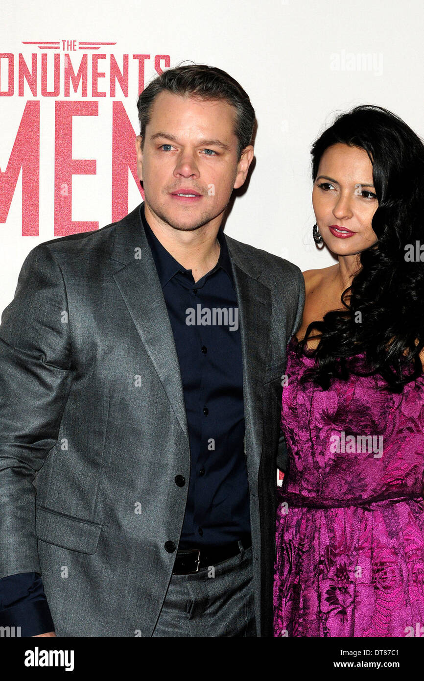 London, UK. 11th February 2014. Matt Damon & Wife attends The Monuments ...