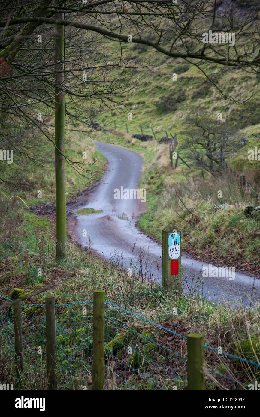 A quiet lane sign post on a rural road in the Macclesfield Forest ...