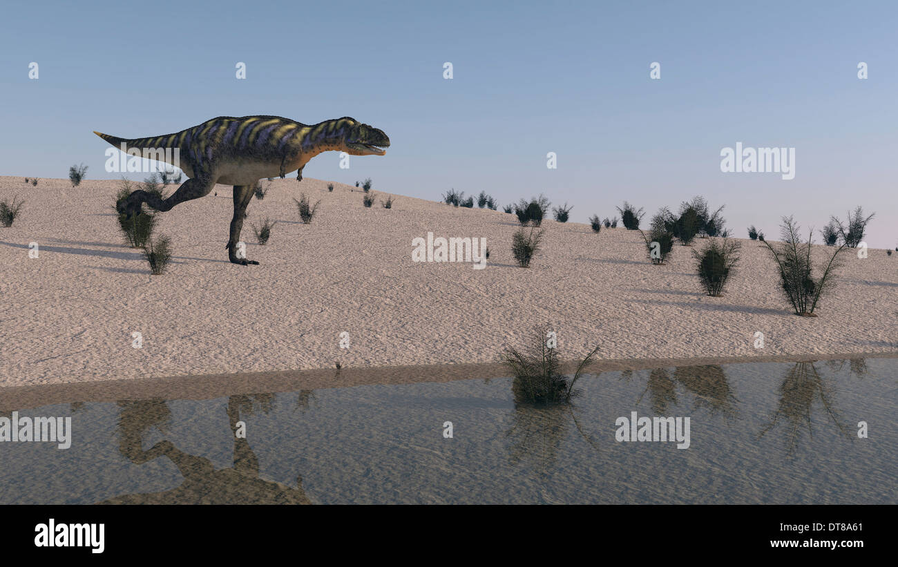 Aucasaurus running along the shore Stock Photo - Alamy