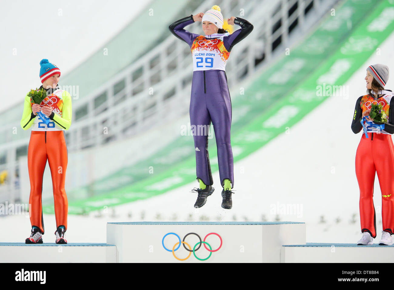 Sochi, Russia. 11th Feb, 2014. (L-R) Coline Mattel (FRA), Carina Vogt ...