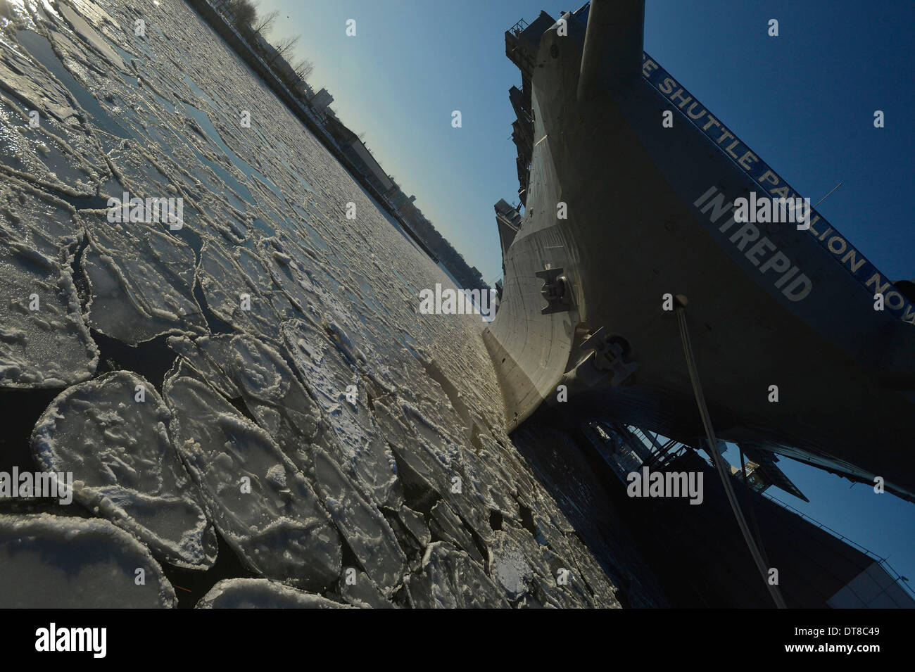 New York, USA. 11th Feb, 2014. The U.S. aircraft carrier Intrepid is ...