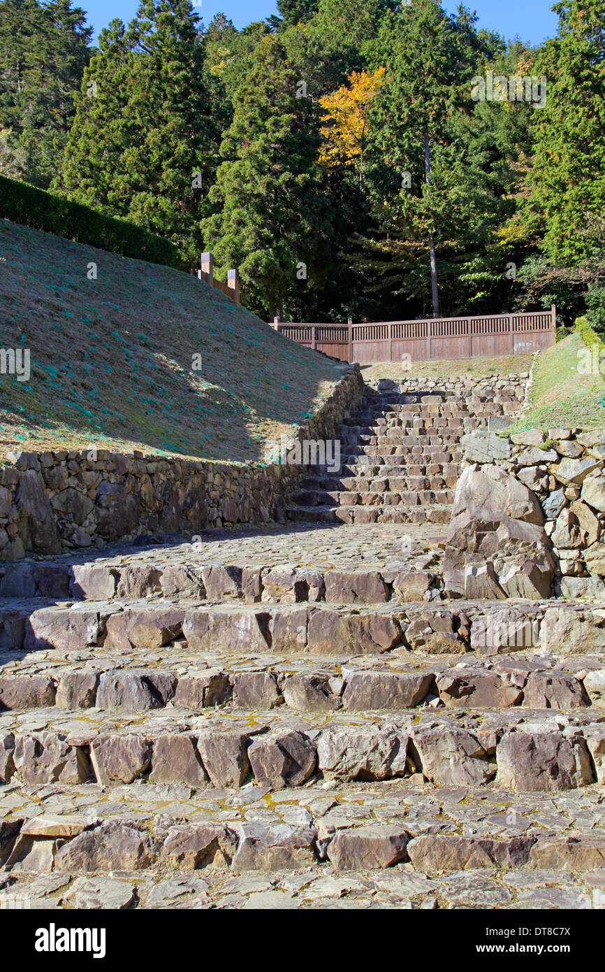 The stone stairs to Kabuki-mon gate Hachioji Castle Tokyo Japan Stock ...