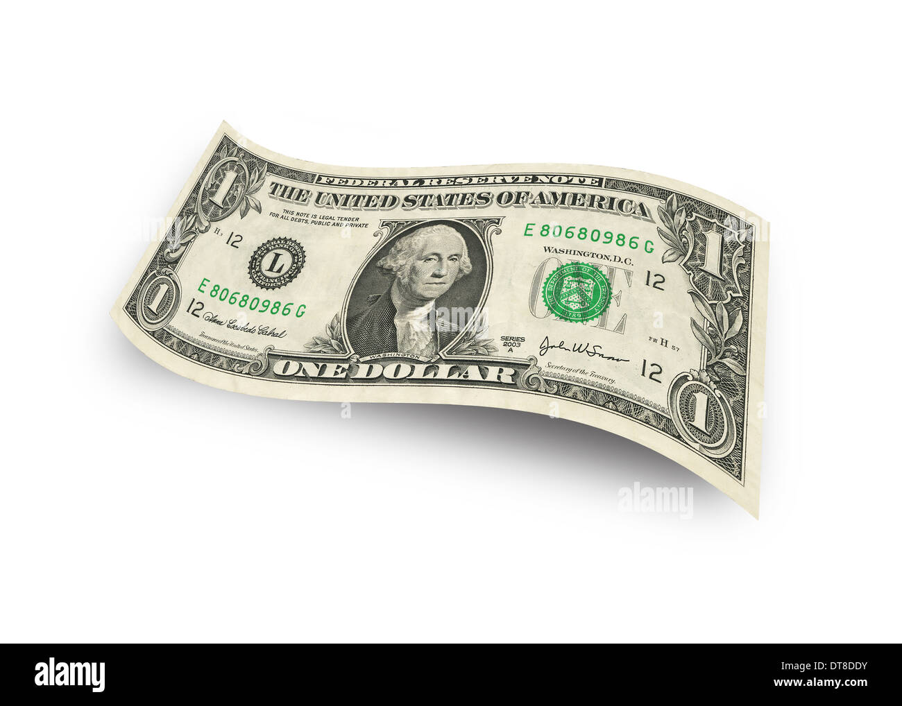 One dollar banknote isolated on white background Stock Photo - Alamy